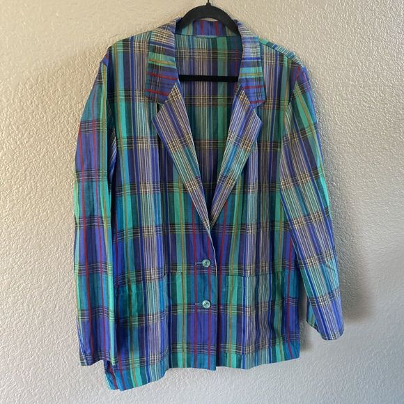 St. Michael | Jackets & Coats | Vintage St Michael Blazer Blue Colorful ...